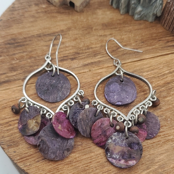 Vintage | Jewelry | Elegant Purple And Silver Dangle Earrings E252 ...